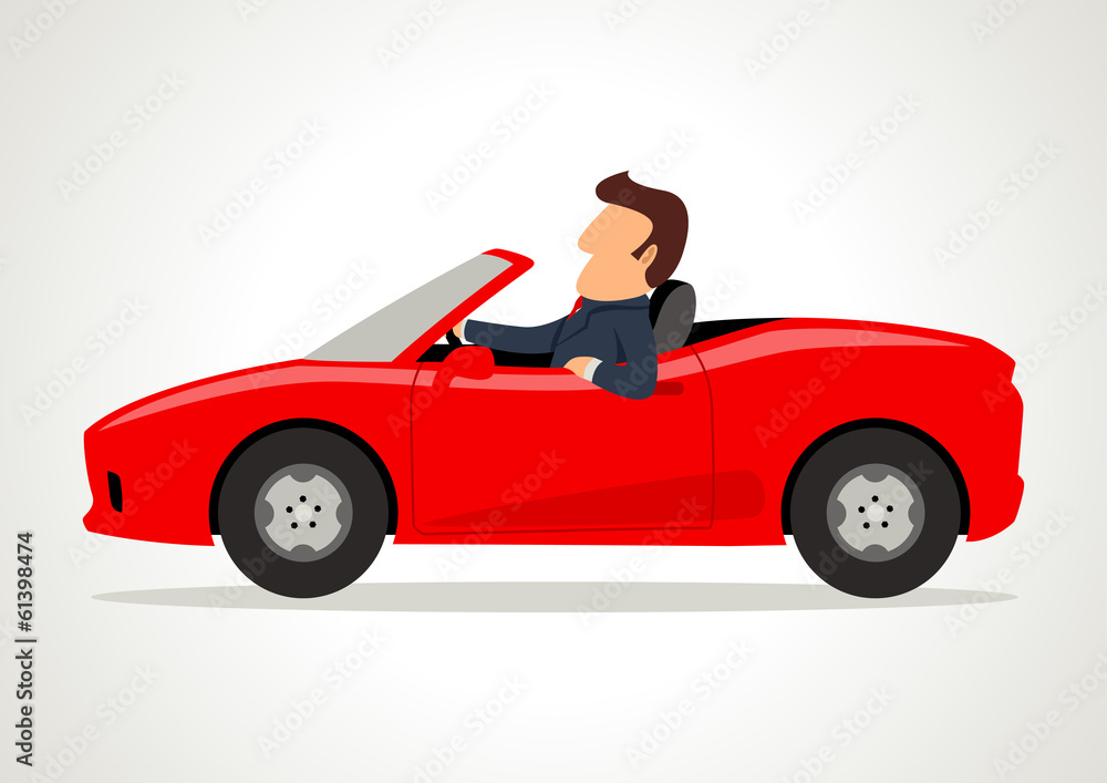 Simple cartoon of a businessman driving a sport car Stock Vector ...