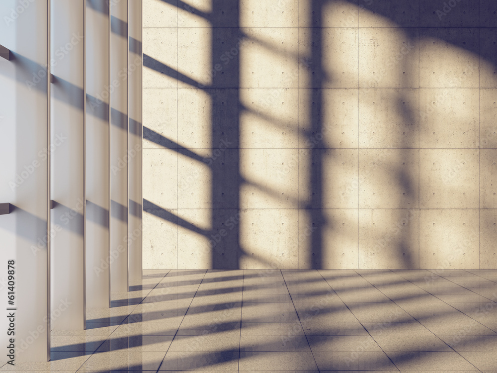 Architectural design of modern concrete hall Stock Illustration | Adobe ...