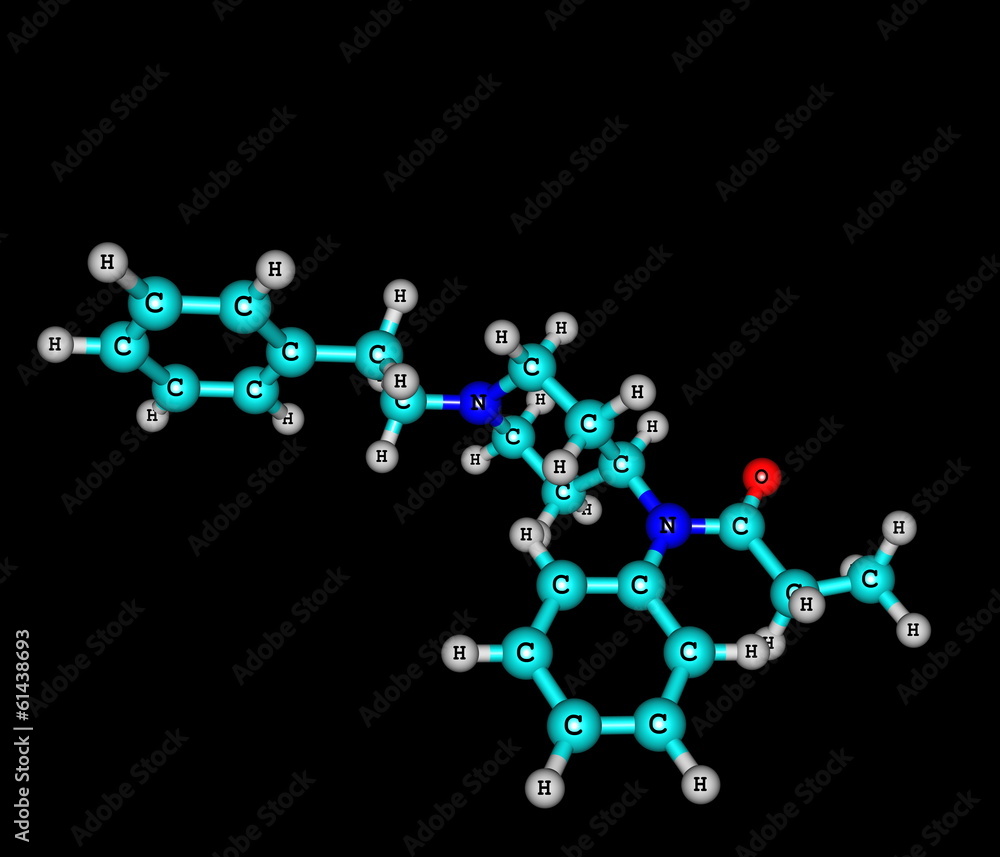 Fentanyl molecular structure on black background Stock Illustration ...