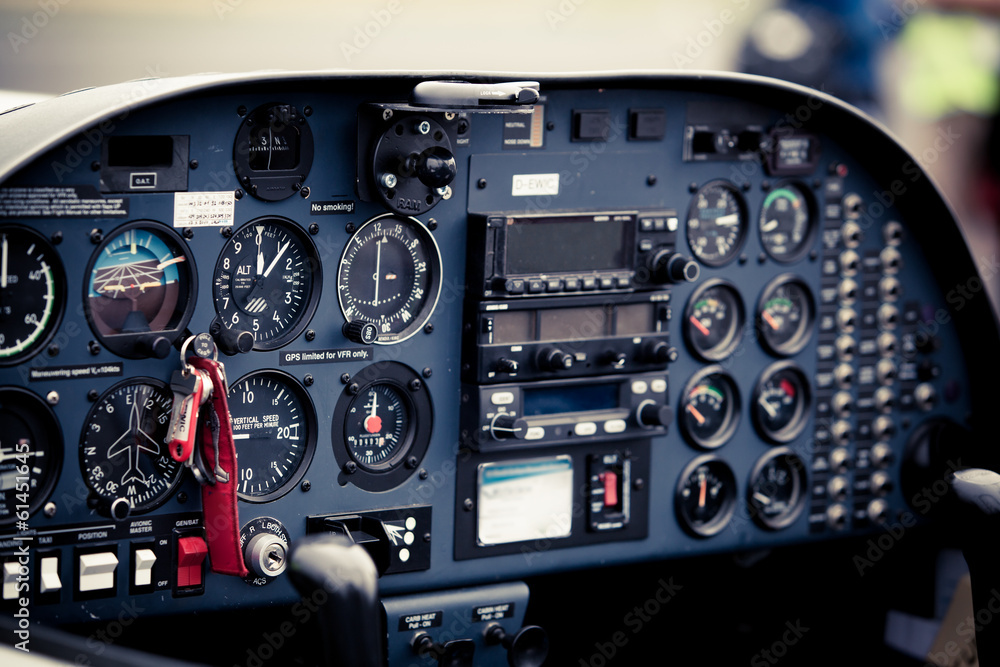 cockpit detail. Cockpit of a small aircraft Stock Photo | Adobe Stock