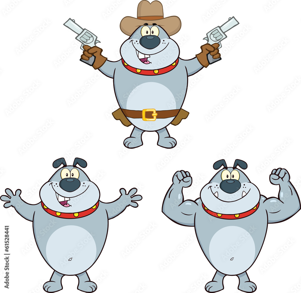 Bulldog Cartoon Mascot Characters 4. Collection Set Stock Vector ...