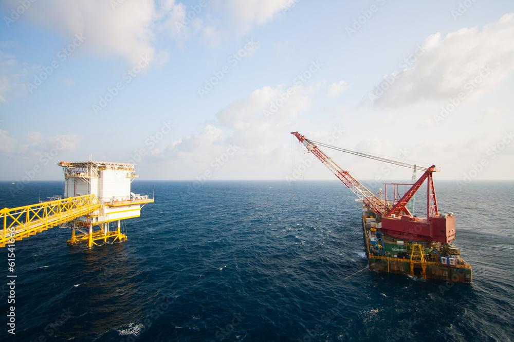 crane barge doing marine heavy lift installation Stock Photo | Adobe Stock