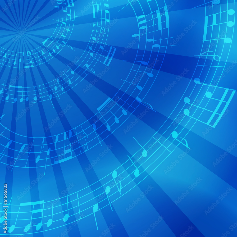 bright blue music background with rays - vector Stock Vector | Adobe Stock