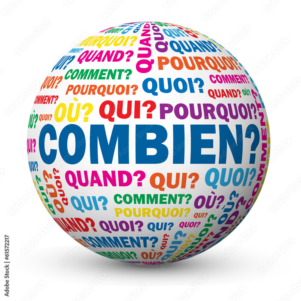 Globe "COMBIEN?" (questions chiffres nombres statistiques) Stock ...