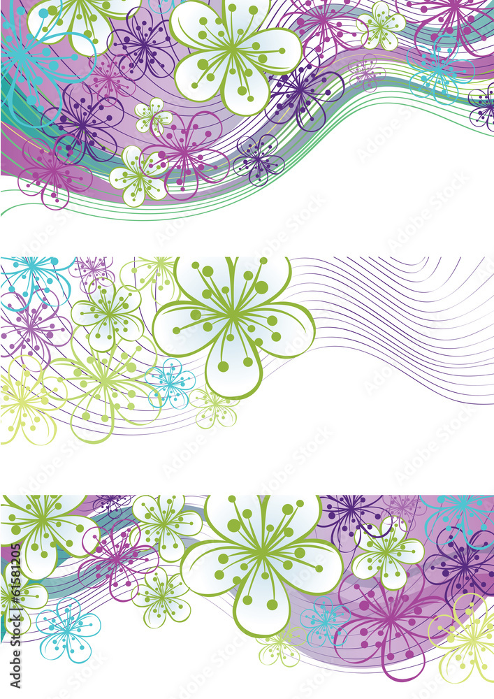 Spring flowers and line border.Design element Stock Vector | Adobe Stock