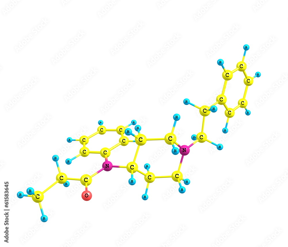 Fentanyl molecular structure on white background Stock Illustration ...