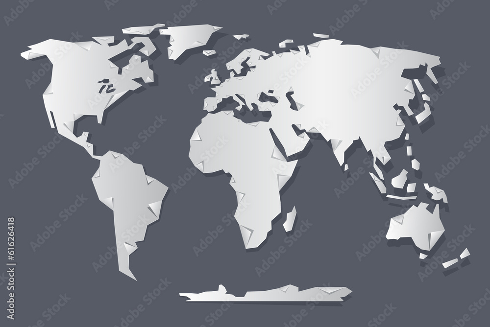 Vector Paper World Map Illustration Stock Vector | Adobe Stock