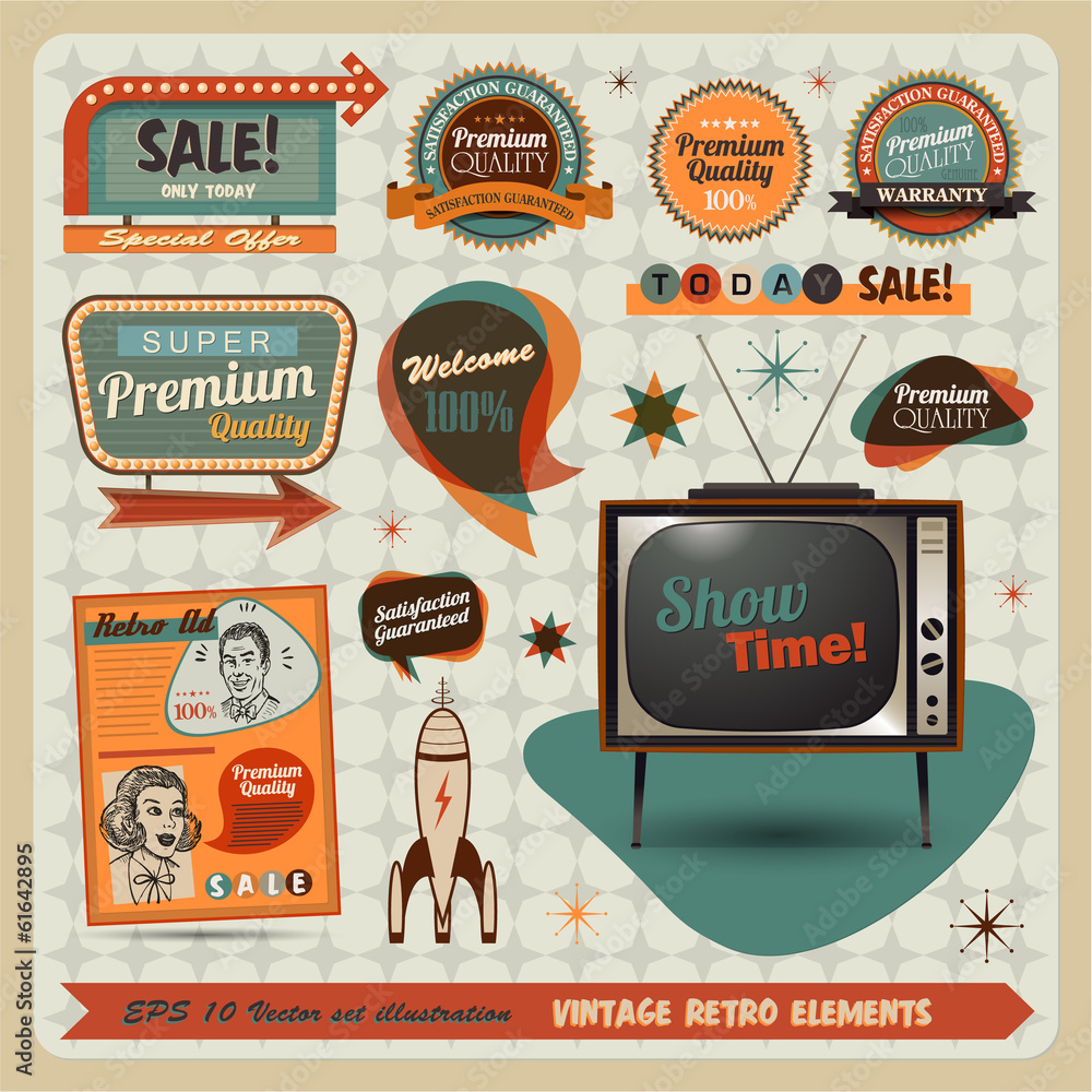 Vintage And Retro Design Elements illustration Stock Vector | Adobe Stock
