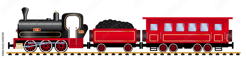 passenger train with steam locomotive Stock Vector | Adobe Stock