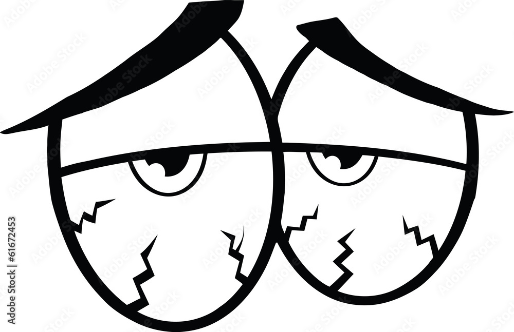 Black And White Sick Cartoon Eyes Stock Vector | Adobe Stock