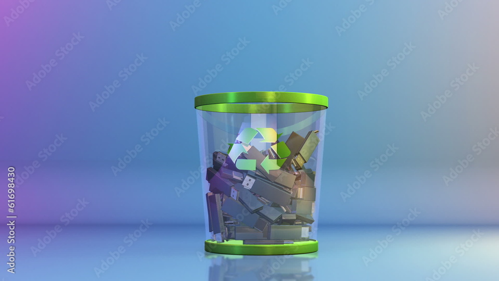 Recycle, USB falling into a Garbage Bin, Alpha Stock Video | Adobe Stock