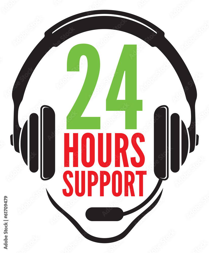 24 hours support Stock Vector | Adobe Stock