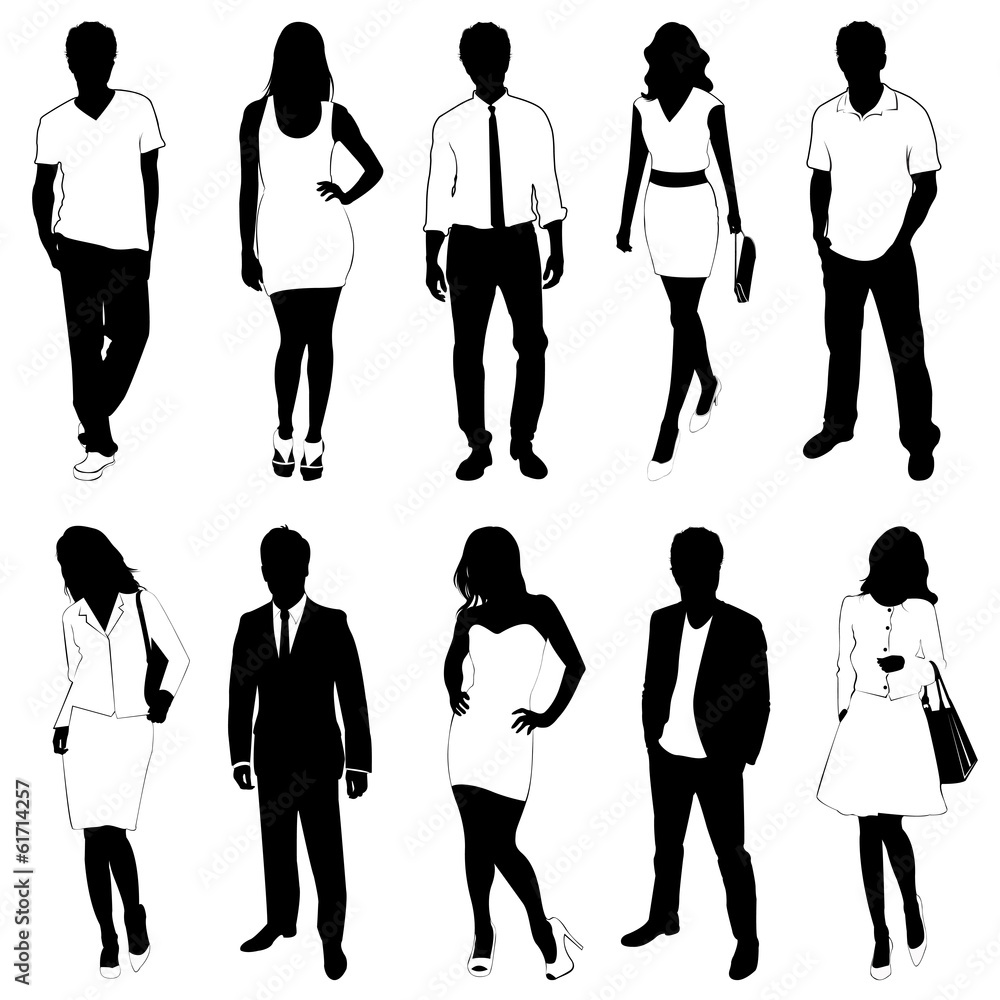 Collection of people silhouettes Stock Vector | Adobe Stock