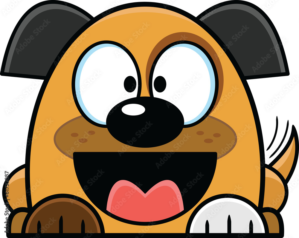 Cartoon Mutt Puppy Wagging Tail Stock Vector | Adobe Stock