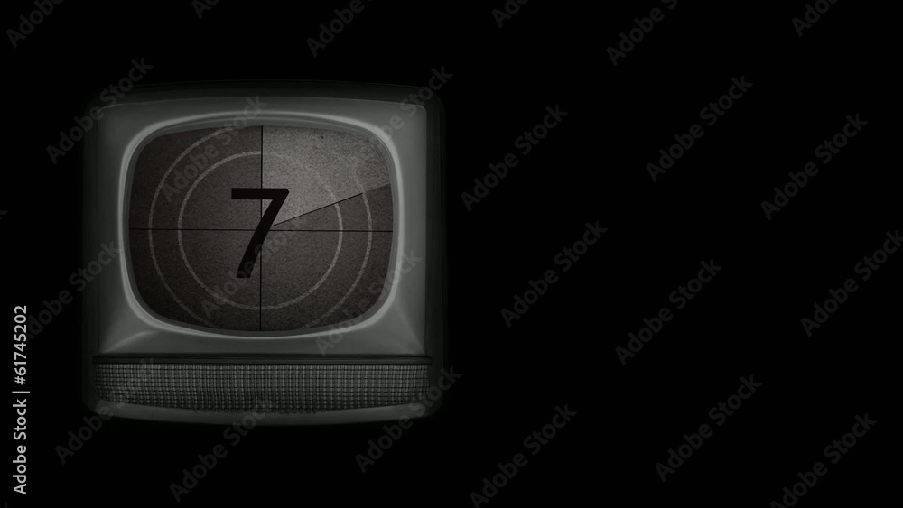 Vintage film countdown on old TV set. Stock Video | Adobe Stock
