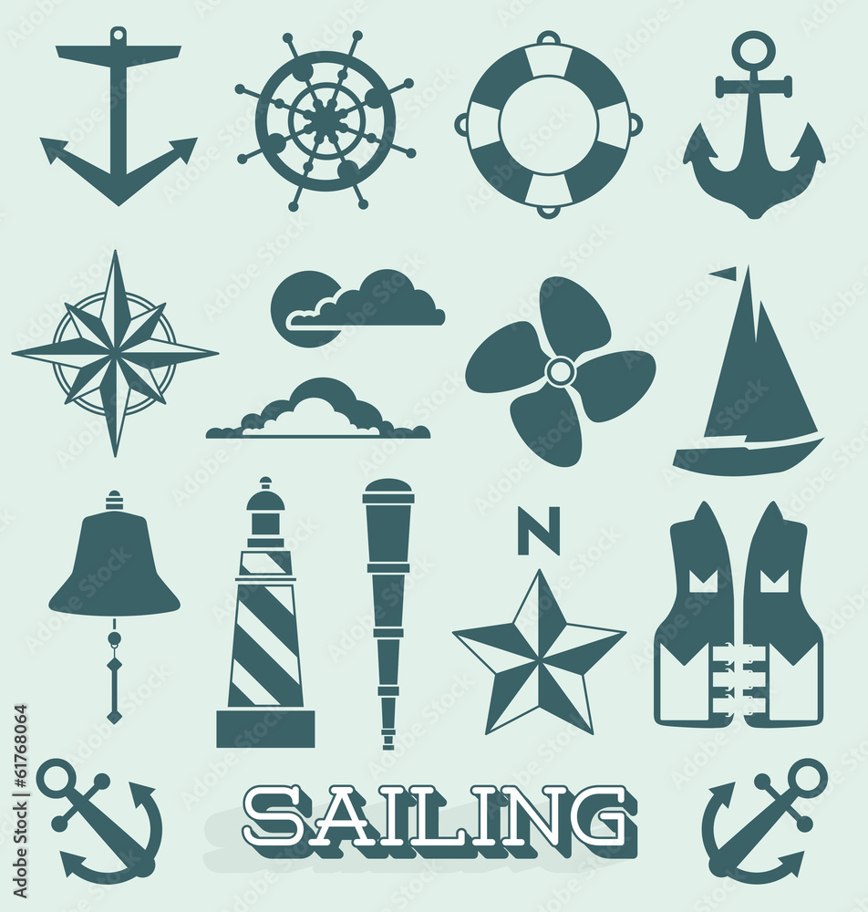 Vector Set: Sailing Icons and Symbols Stock Vector | Adobe Stock