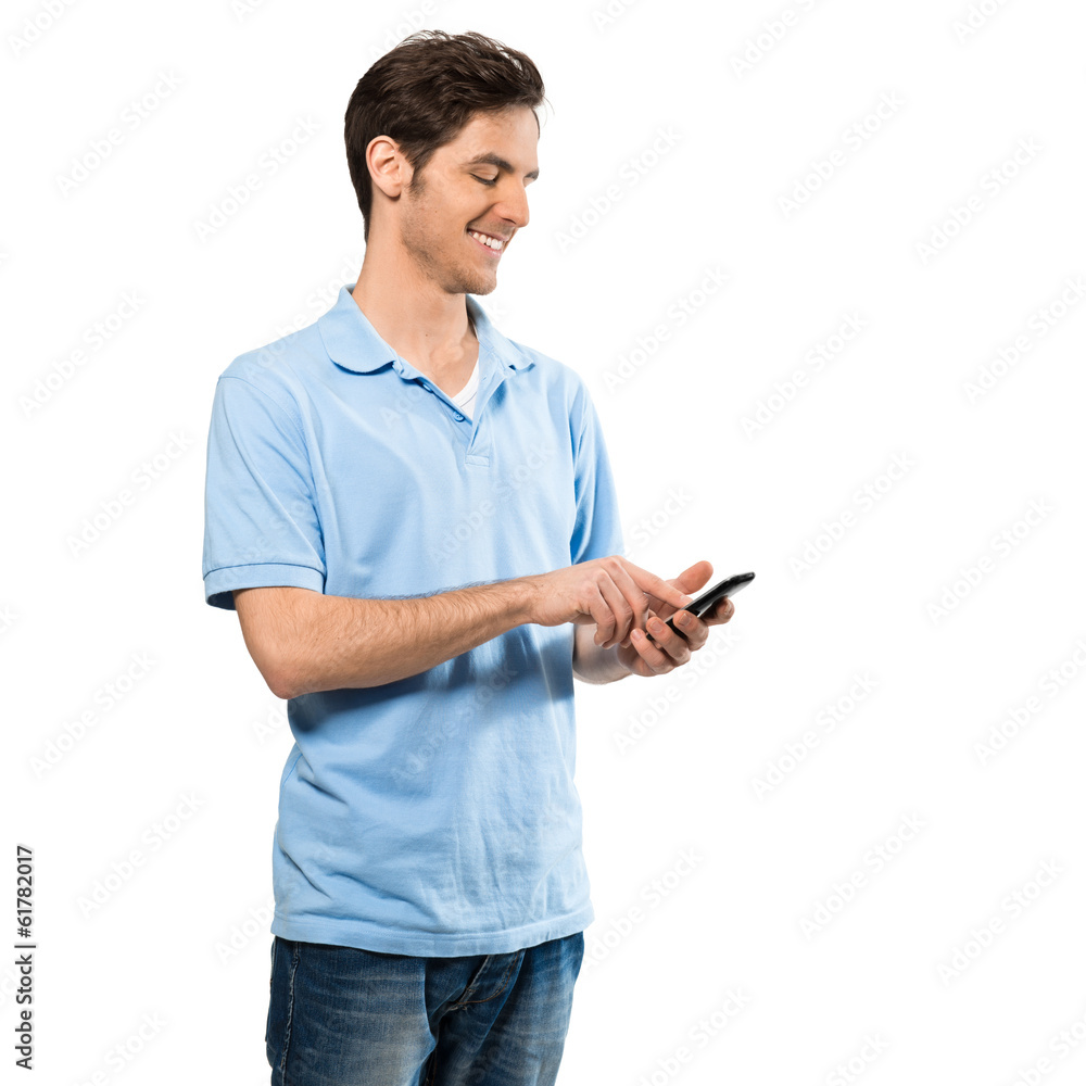 Mann mit Handy Stock-Foto | Adobe Stock