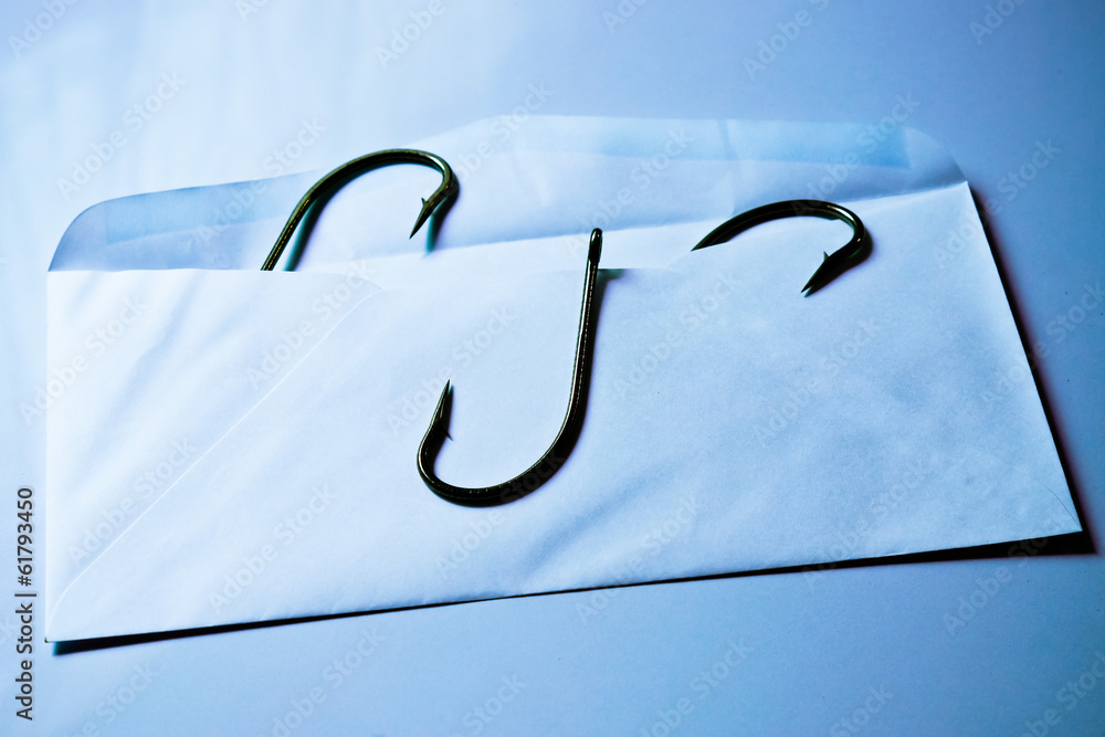 phishing / fish hook in an envelope / email phishing Stock Photo ...