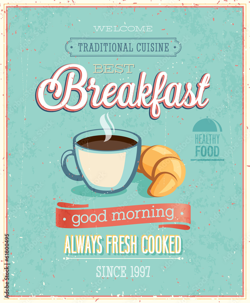 Vintage Breakfast Poster. Stock Vector | Adobe Stock