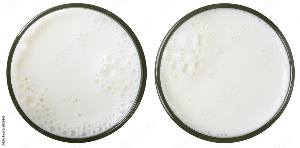 milk glass top view isolated on white Stock Photo | Adobe Stock