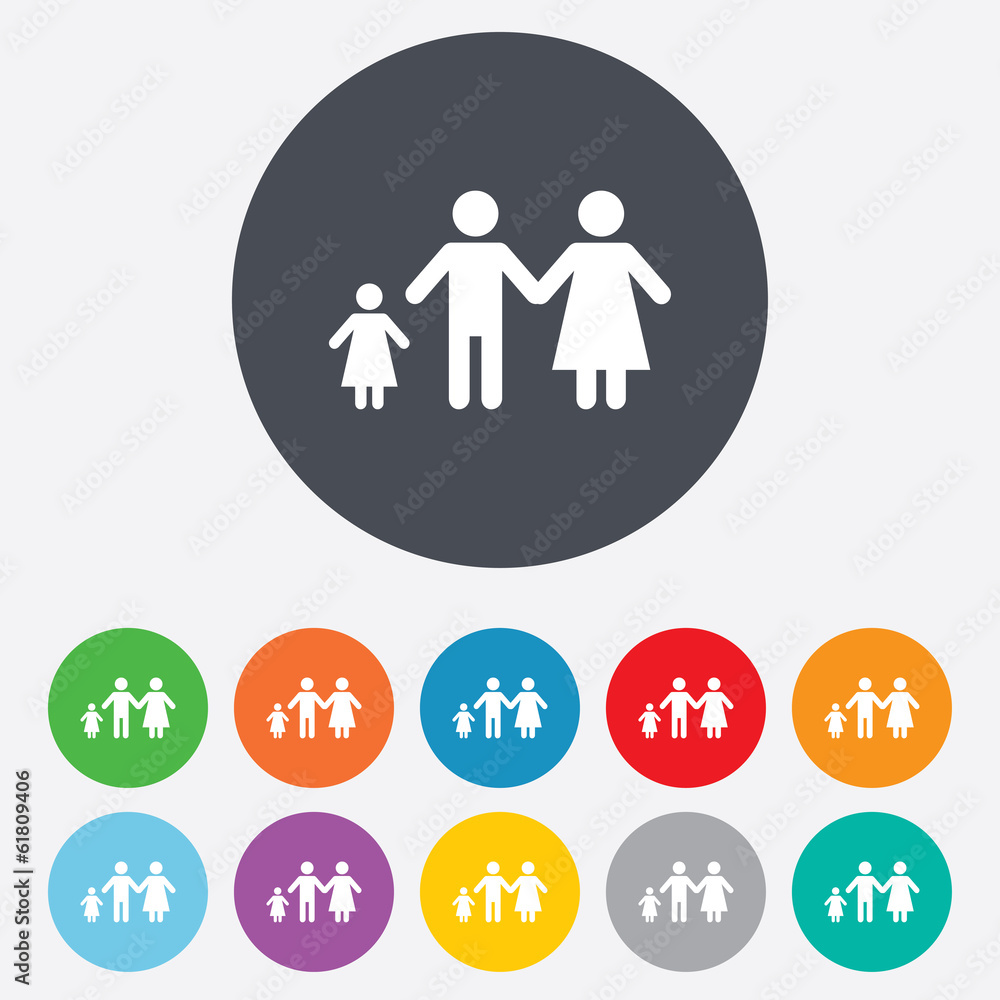 Complete family with one child sign icon. Stock Illustration | Adobe Stock