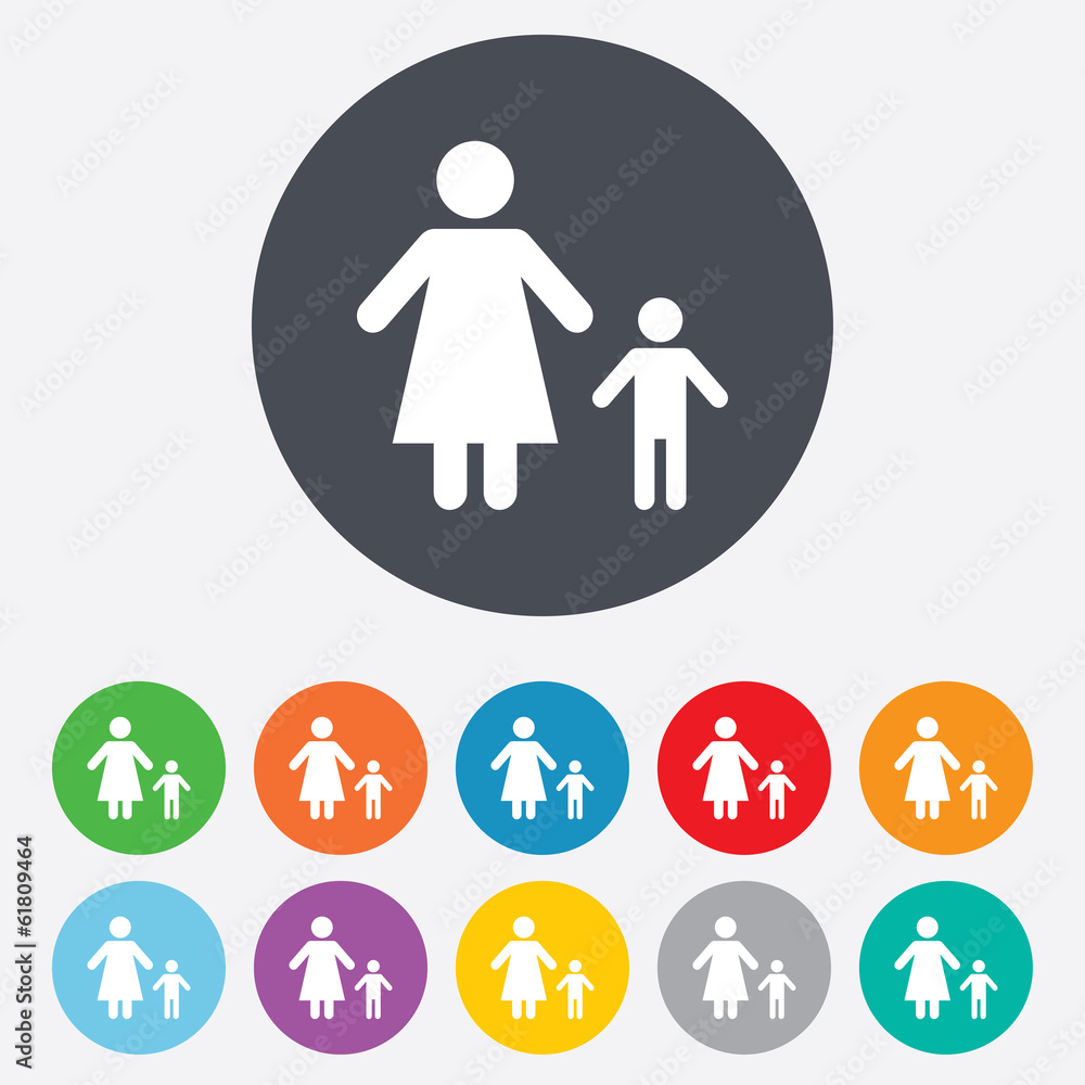 One-parent family with one child sign icon. Stock Illustration | Adobe ...