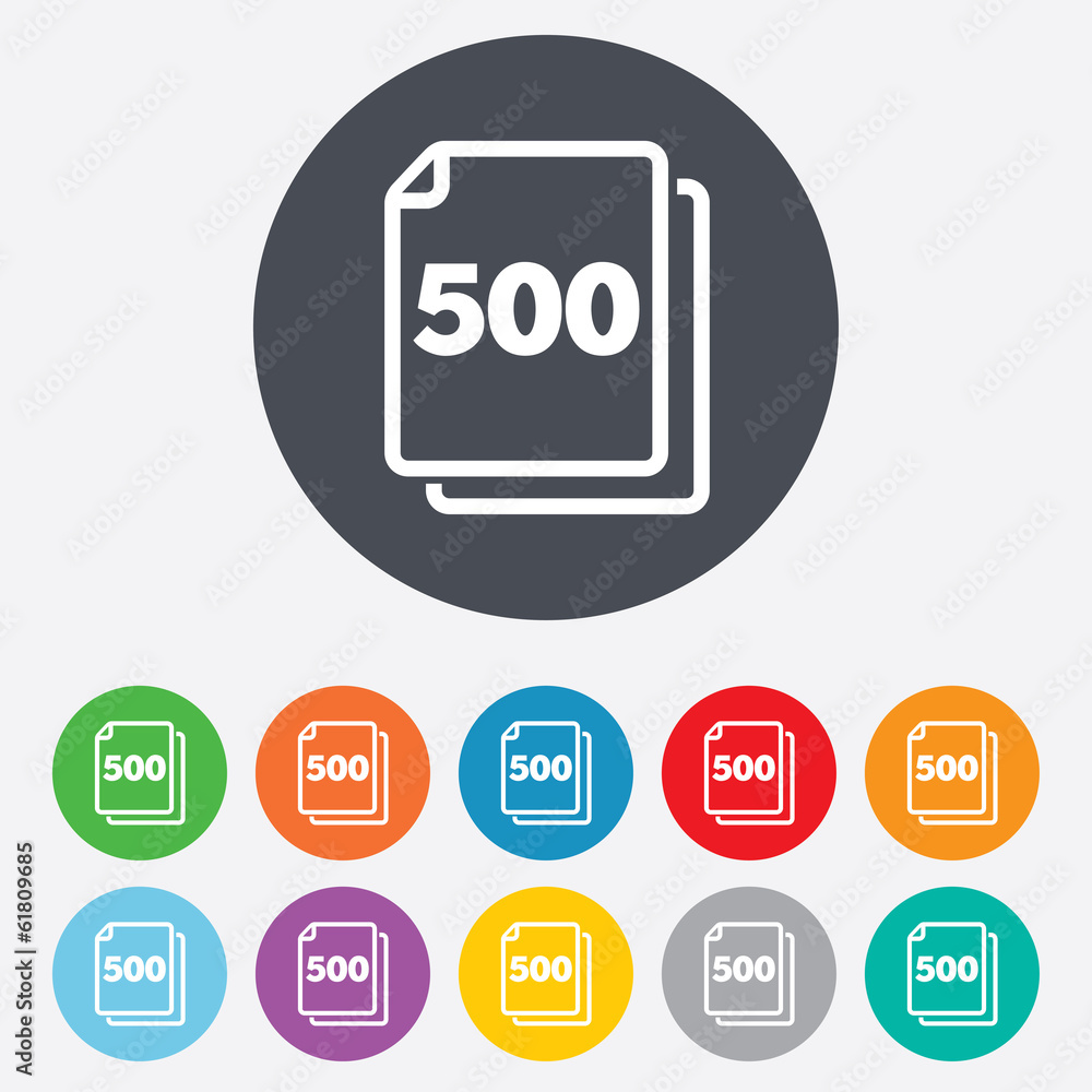 In pack 500 sheets sign icon. 500 papers symbol. Stock Illustration ...