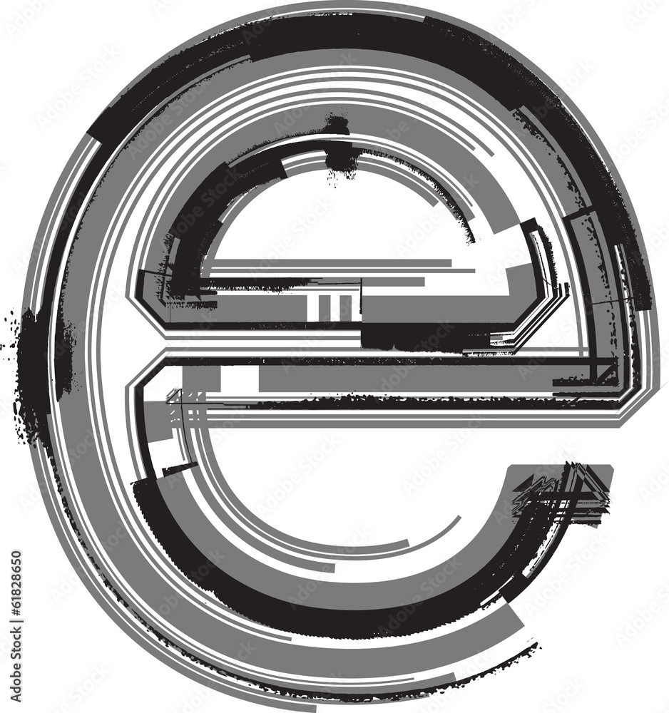 Grunge font. Letter e Stock Vector | Adobe Stock