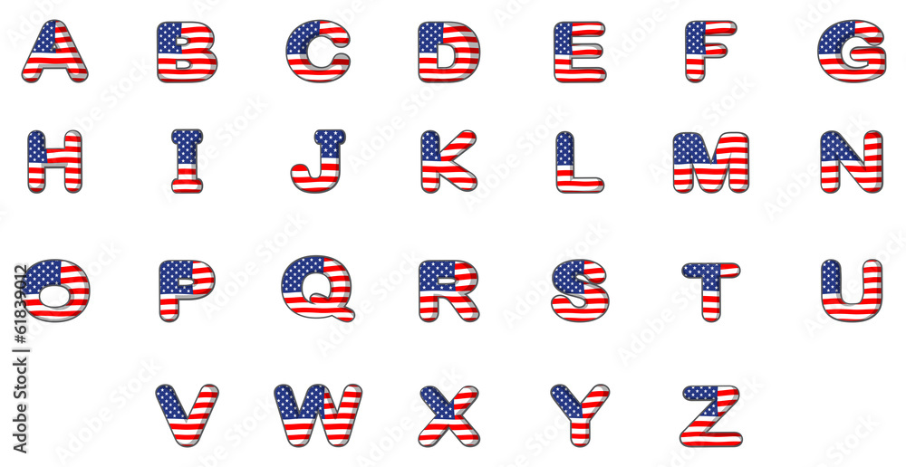 Letters of the alphabet with the American flag Stock Vector | Adobe Stock