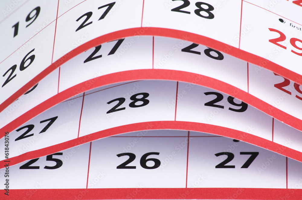 Open pages of a calendar with date numbers visible Stock Photo | Adobe ...
