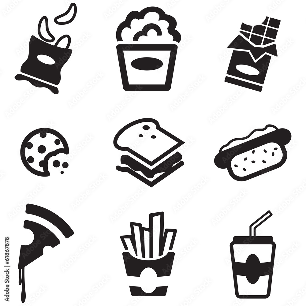 Snack Icons Stock Vector | Adobe Stock