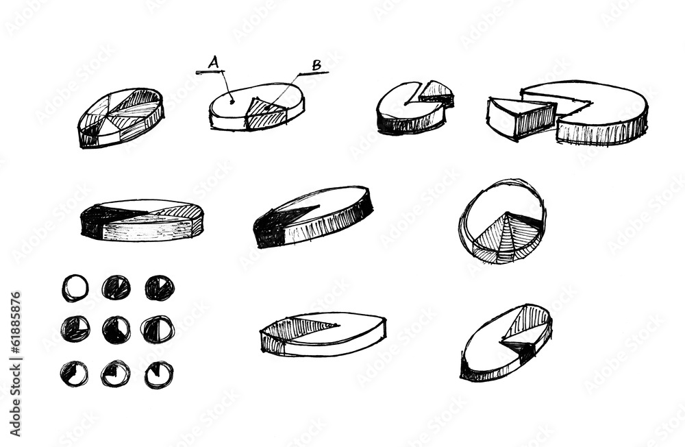 Pie Charts and other infographics drawings Stock Photo | Adobe Stock