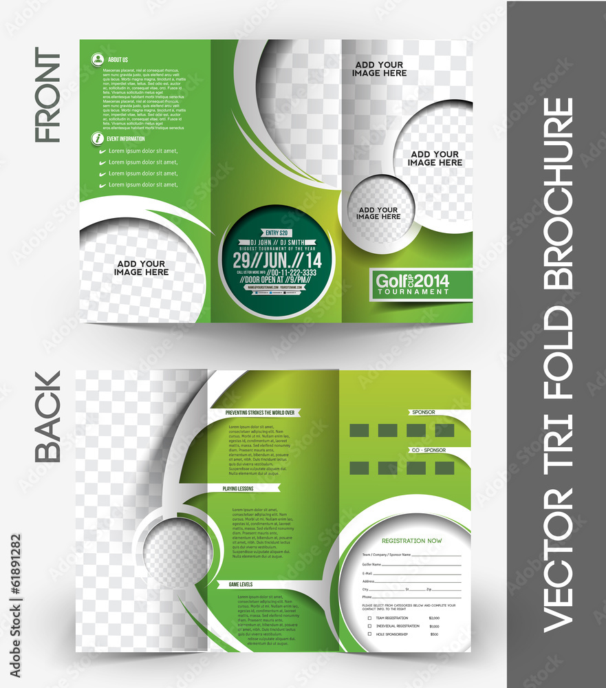 Tri-Fold Golf Tournament & Brochure Design Stock Vector | Adobe Stock