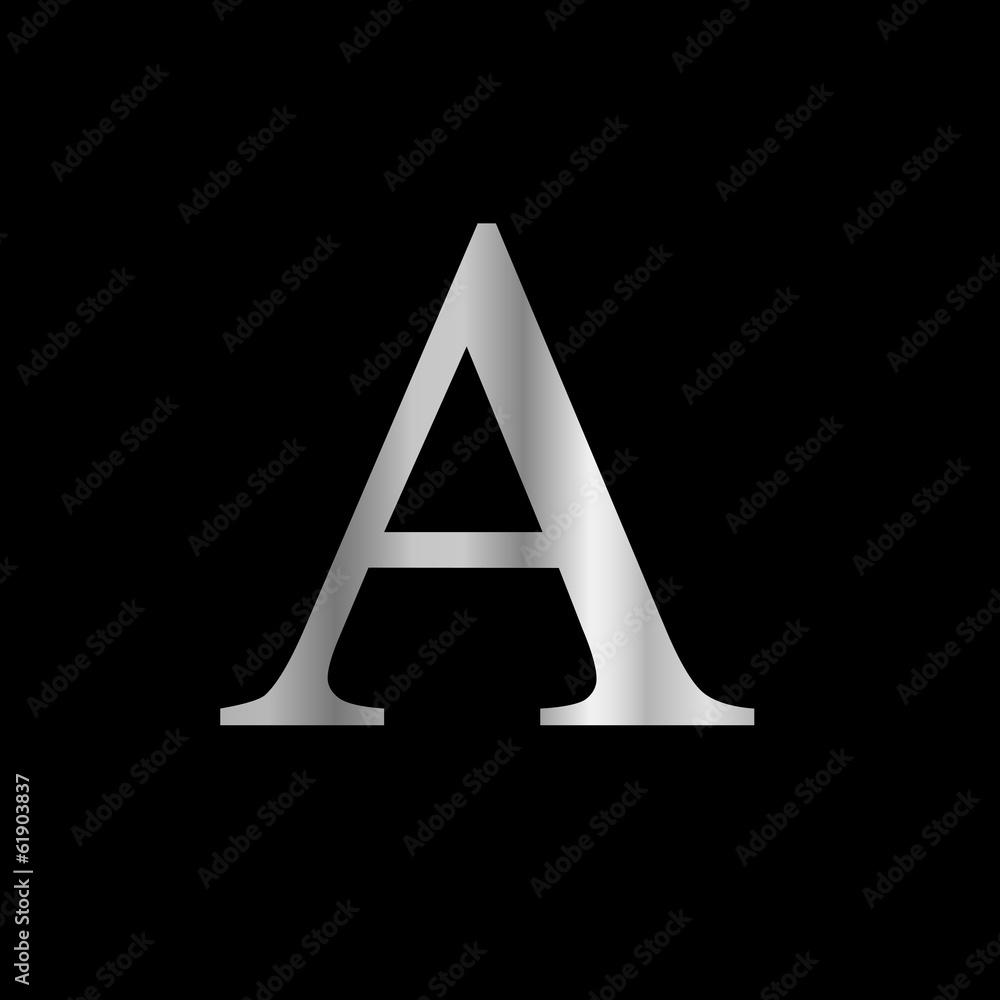 Greek Letter- Alpha symbol in silver Stock Vector | Adobe Stock