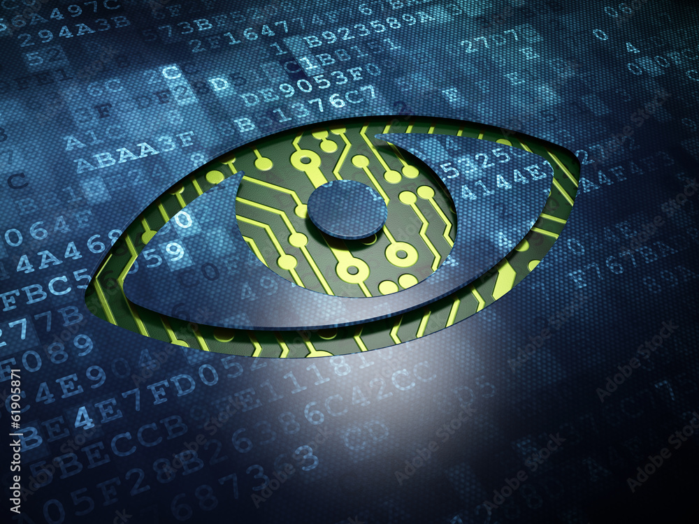 Security concept: Eye on digital screen background Stock Illustration ...