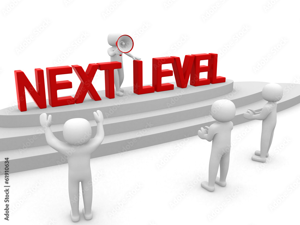 3d people - man, person with ladder. Next level. Progress concep Stock ...