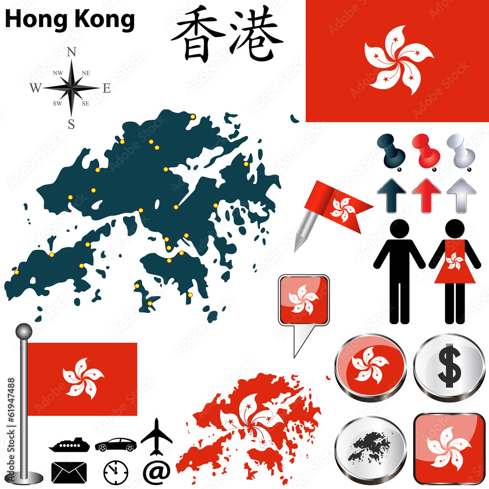 Map of Hong Kong Stock Vector | Adobe Stock