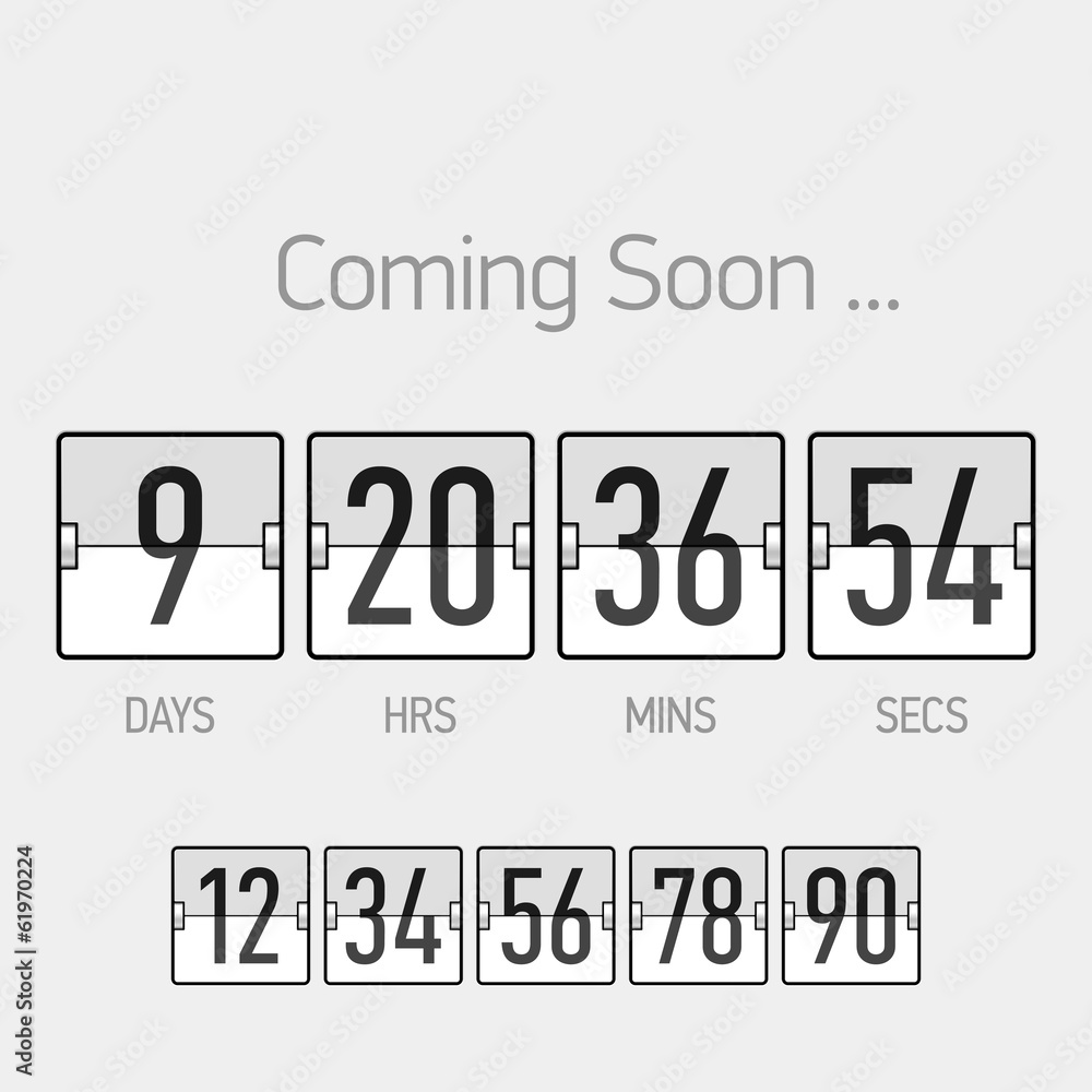 Flip Coming Soon, countdown timer template Stock Vector | Adobe Stock