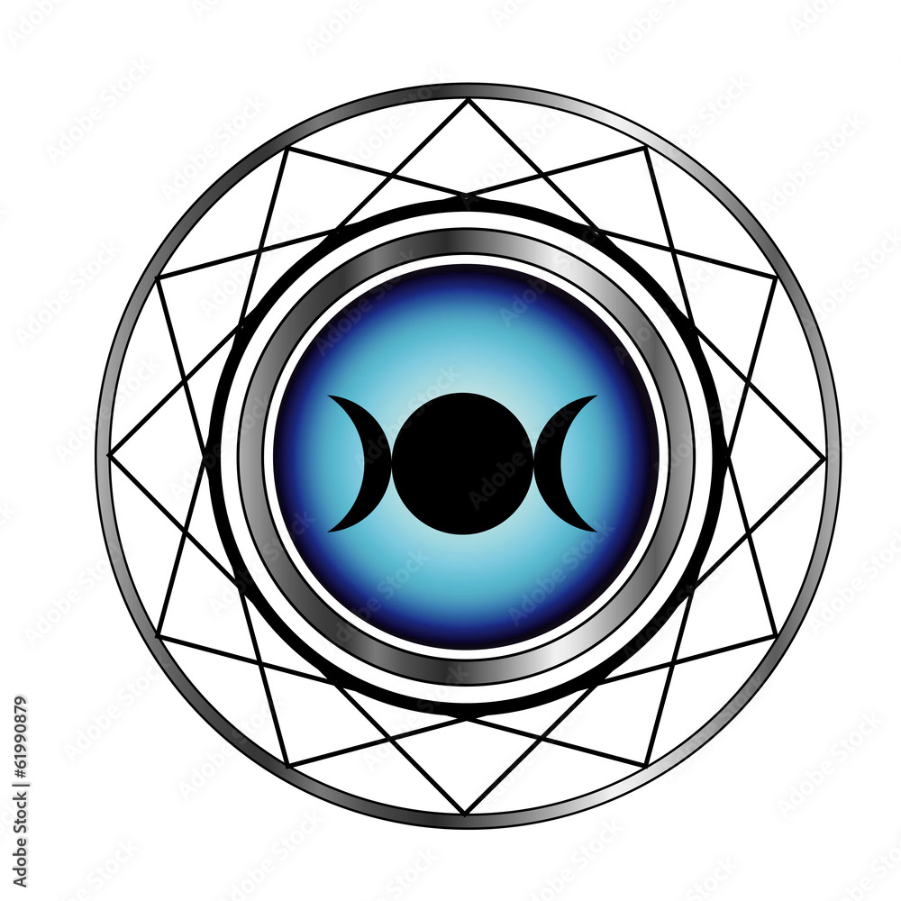 Triple goddess moon symbol- Wiccan symbol with a glow Stock Vector ...