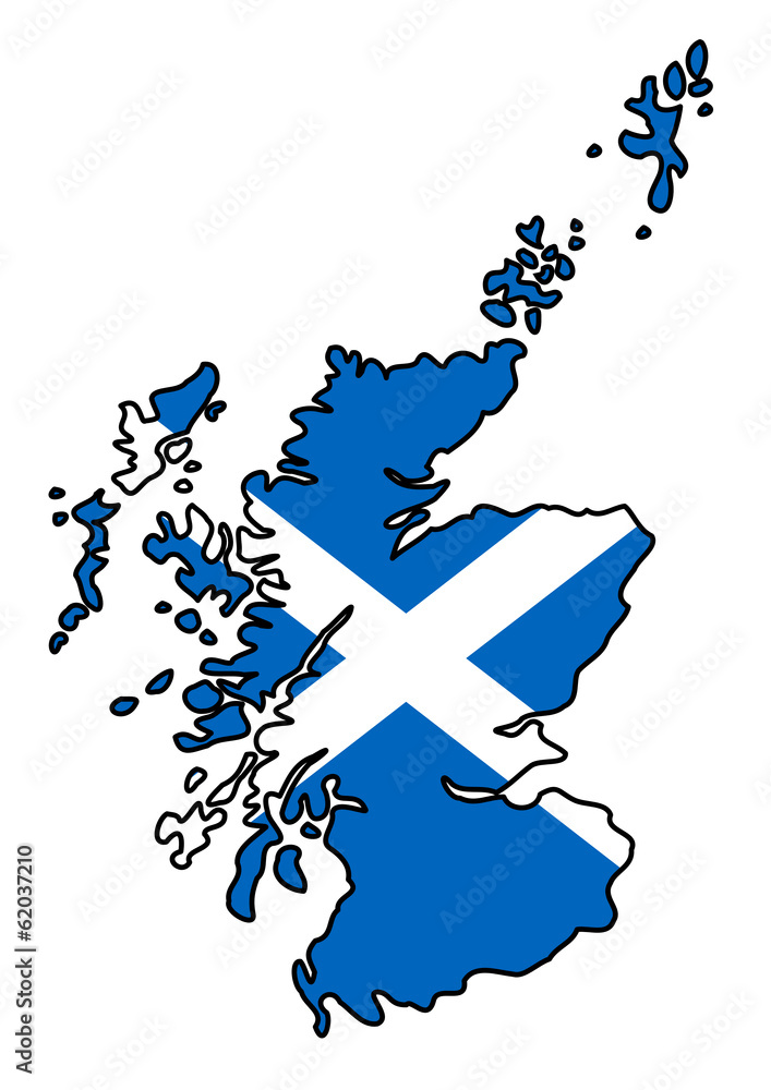 Outline of Scotland filled in with Scottish flag Stock-Illustration ...