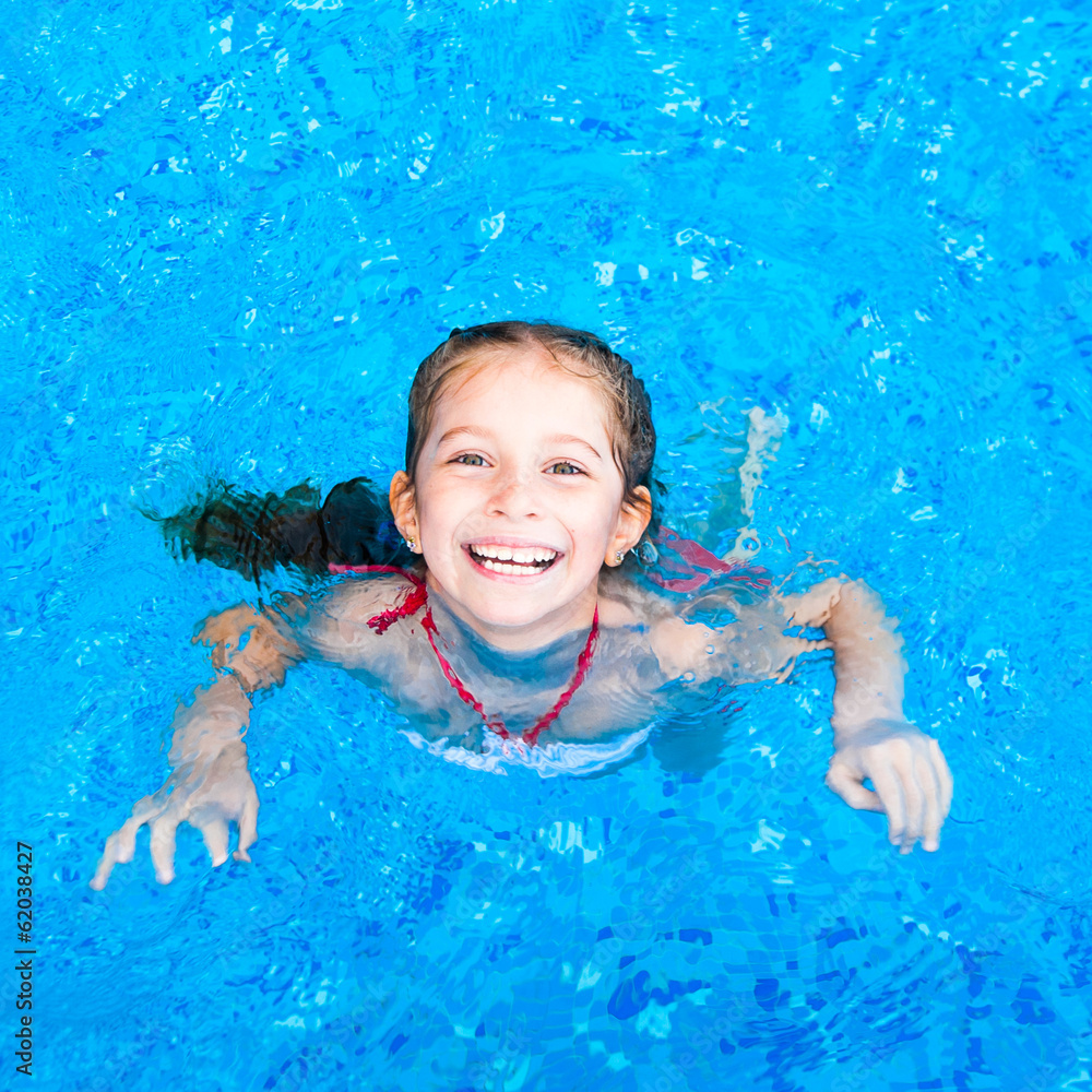 little girl in the pool Stock Photo | Adobe Stock