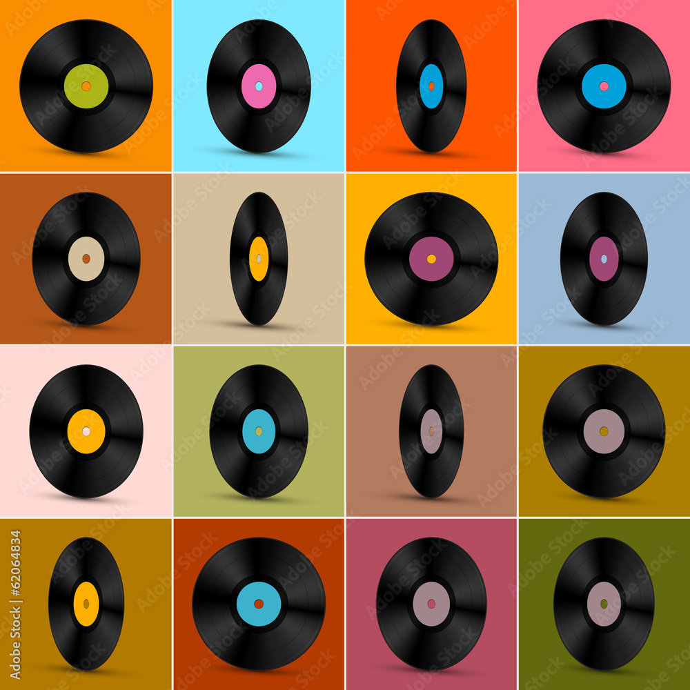Retro, Vintage Vector Vinyl Record Disc Background Stock Vector | Adobe ...