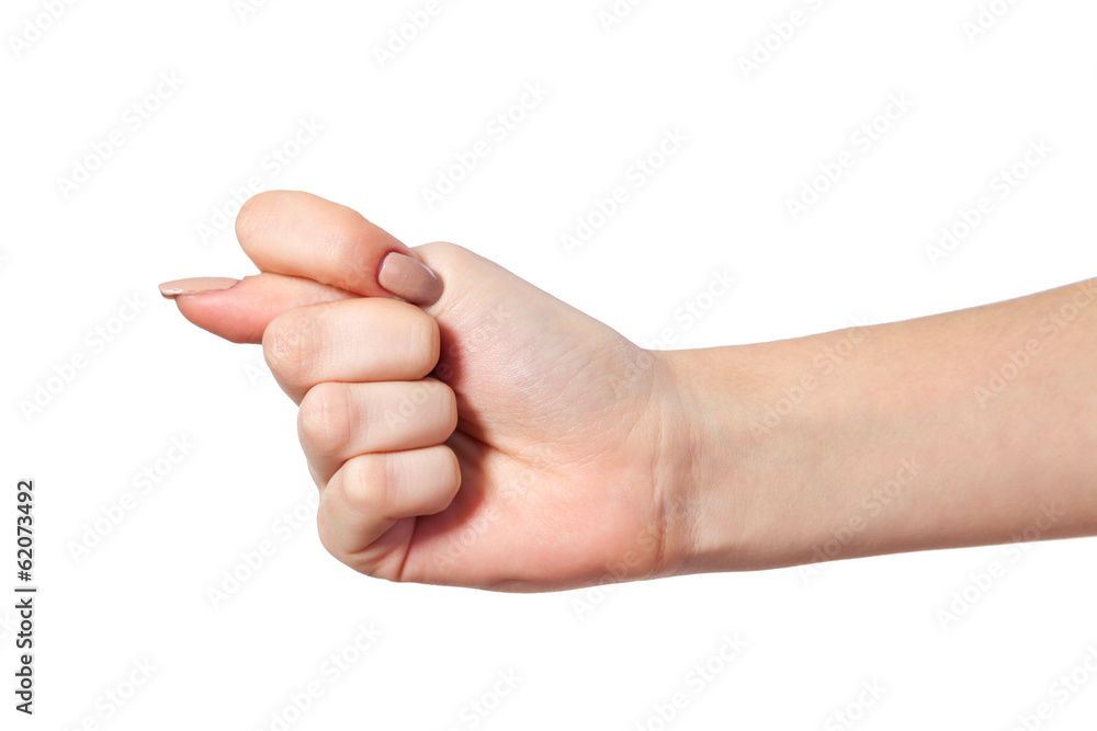 Hand is showing a fig sign isolated on white Stock Photo | Adobe Stock