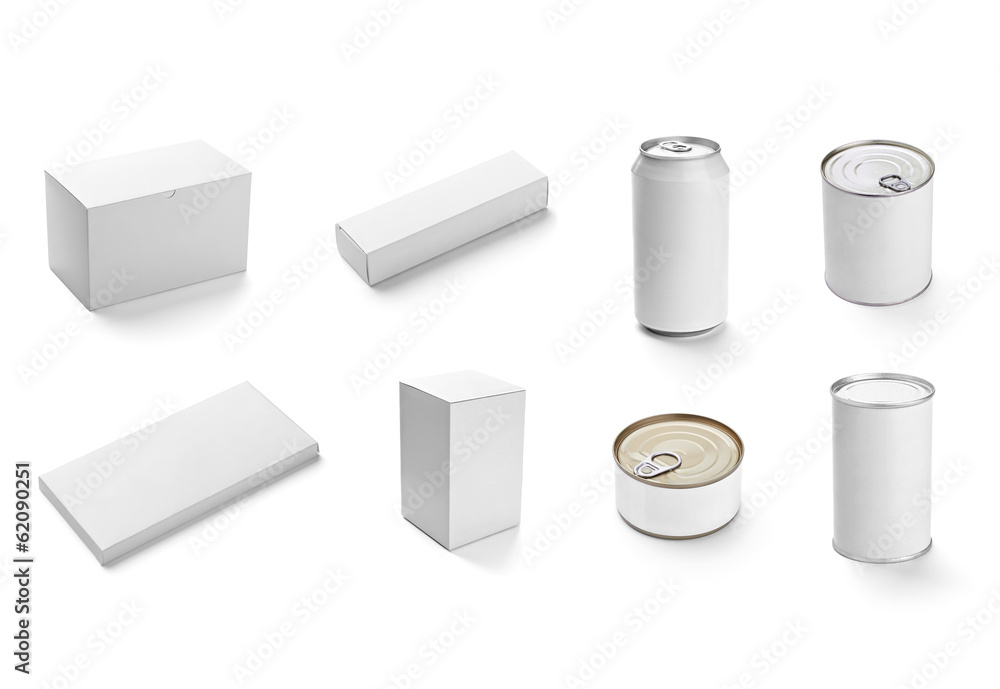 white box container template tin can drink food package Stock ...