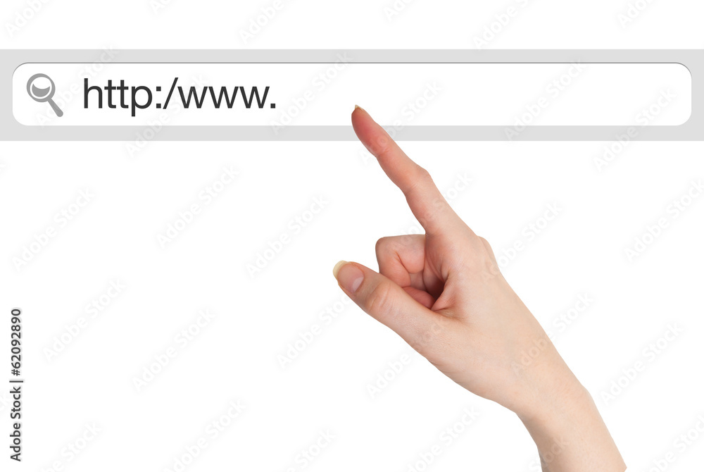 Hand gesture touching search bar on white background Stock Photo ...