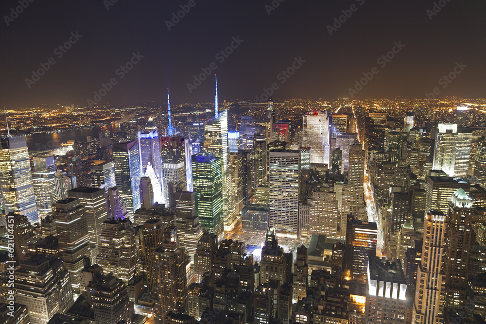 Panoramic view of Manhattan New York looking north from midtown Stock ...