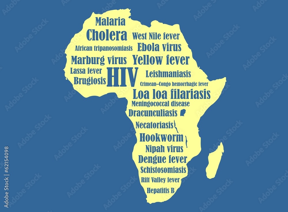 africa map silhouette with disease names Stock Illustration | Adobe Stock
