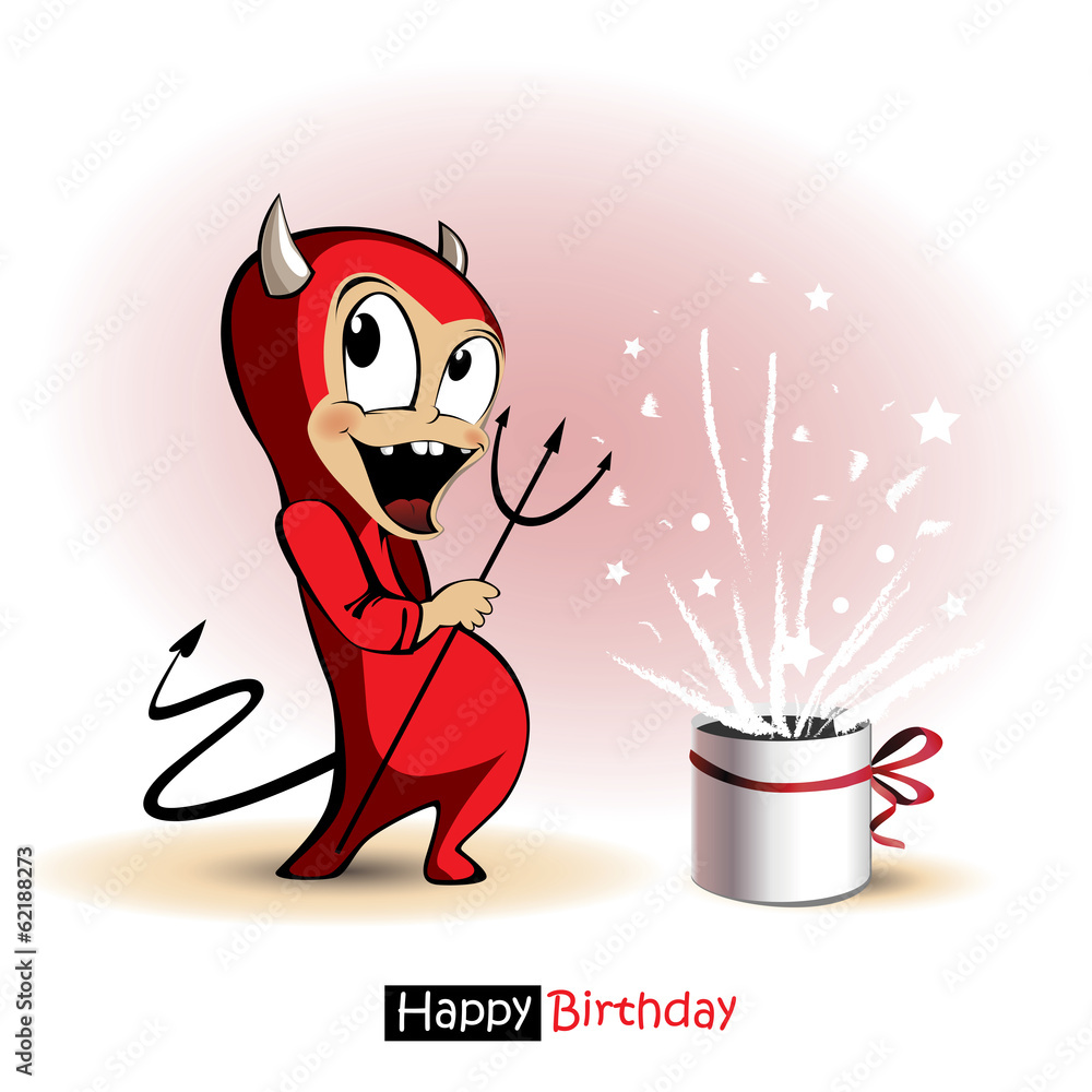 Happy Birthday smile Devil monster Stock Vector | Adobe Stock