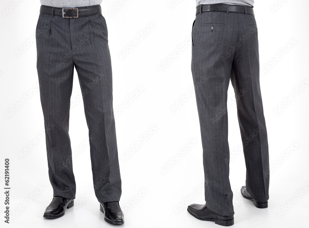 men in trousers on white background back and front views Stock Photo ...