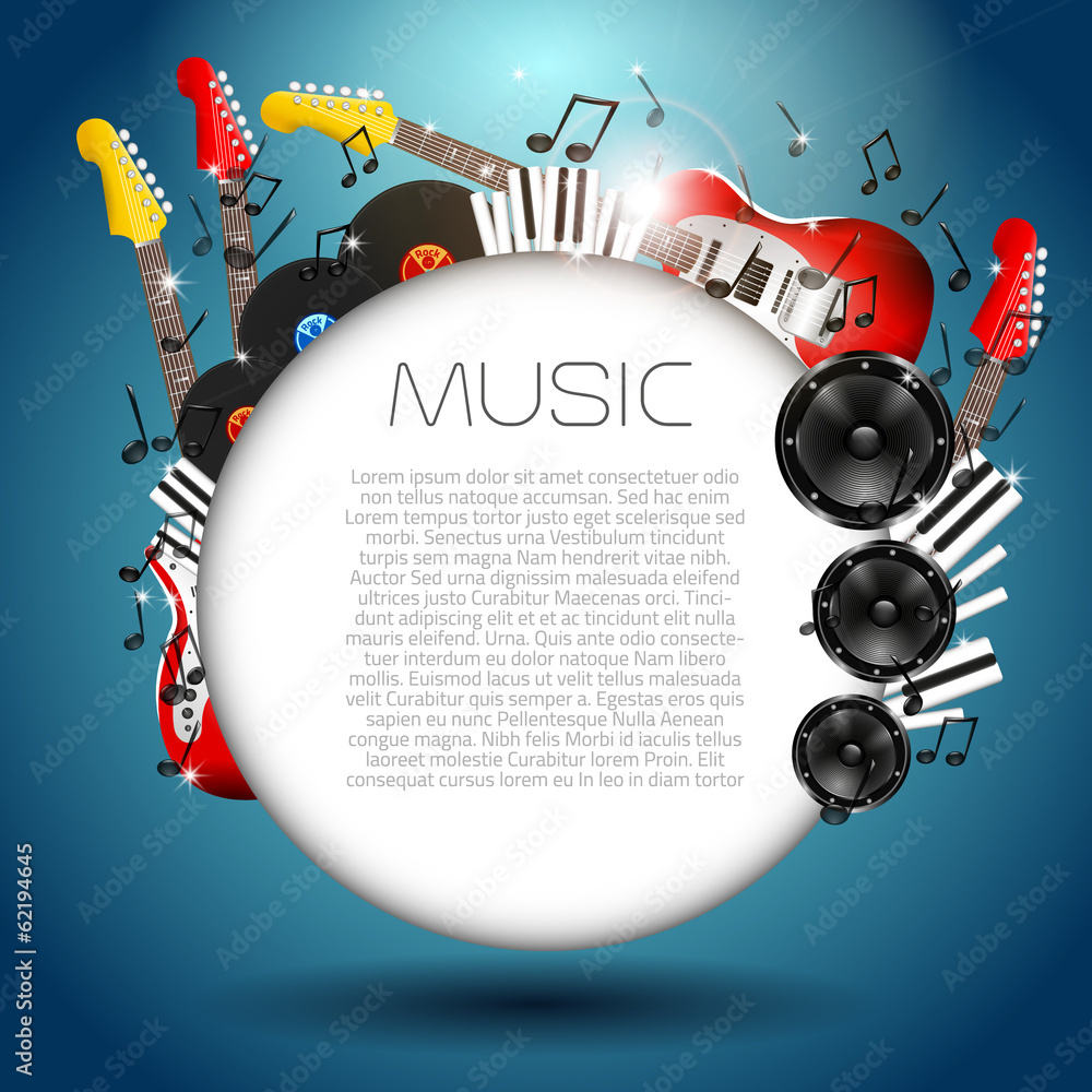 Vector Music Background with Instruments and Music Equipment Stock ...